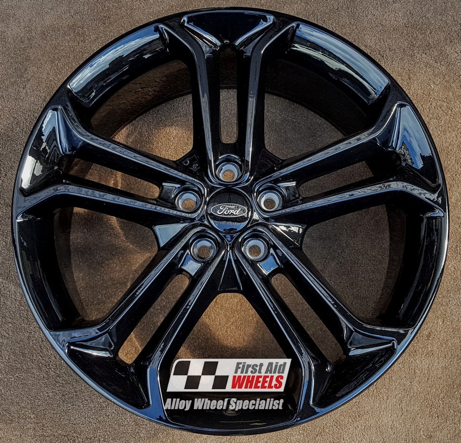 R561GB EXCHANGE SERVICE FORD FOCUS ST 4x19 GENUINE 5 TWIN SPOKE GLOSS BLACK ALLOY WHEELS